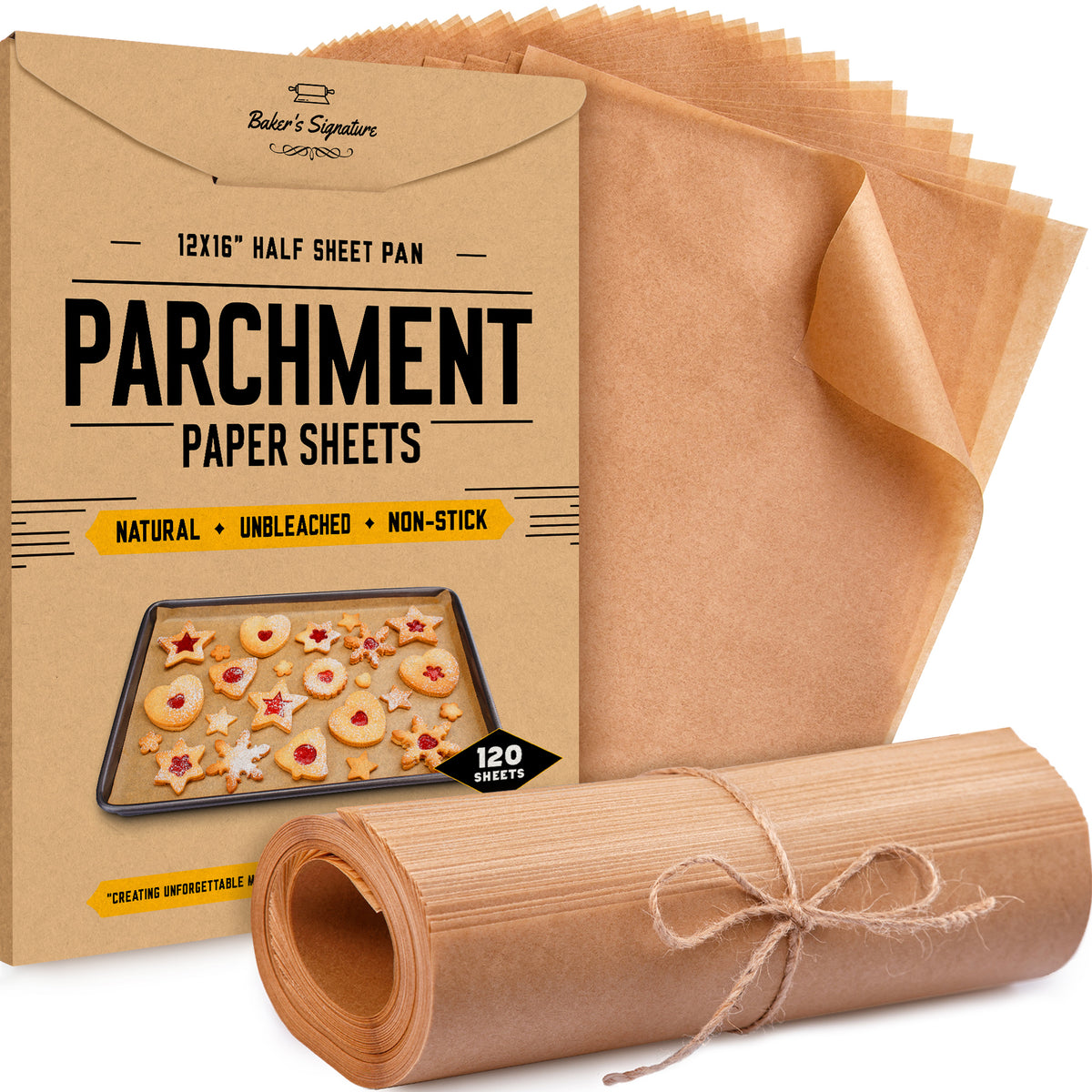 Parchment Paper Baking Sheets by Baker's Signature | Precut Non-Stick
